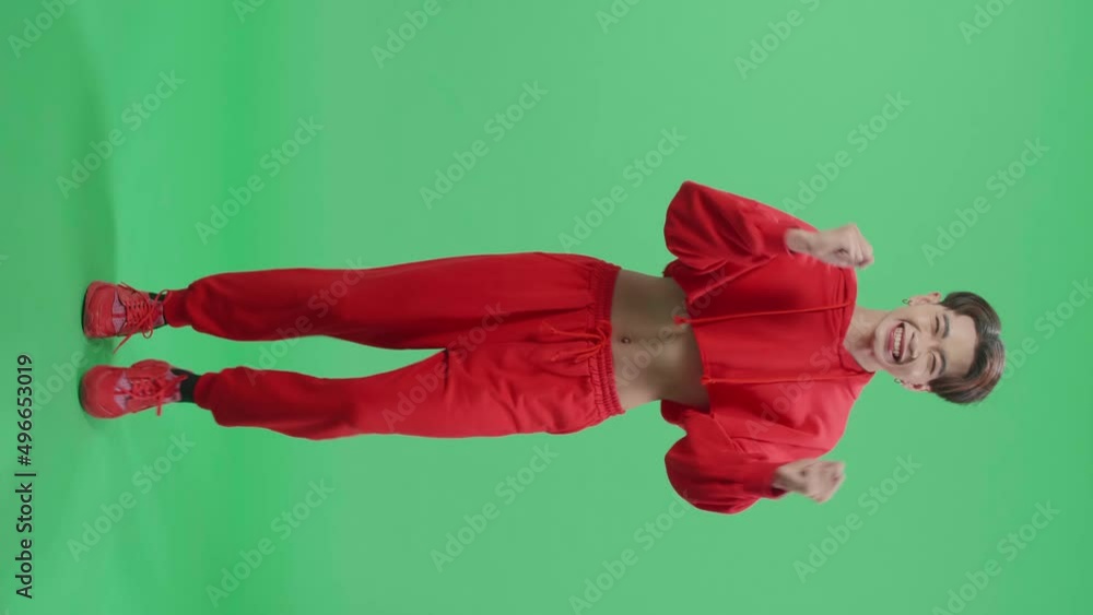 Full Body Of The Surprised Asian Transgender Male Positively Shaking ...