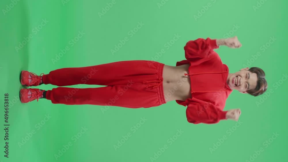 Full Body Of Cheerful Young Asian Transgender Male Celebrating While ...