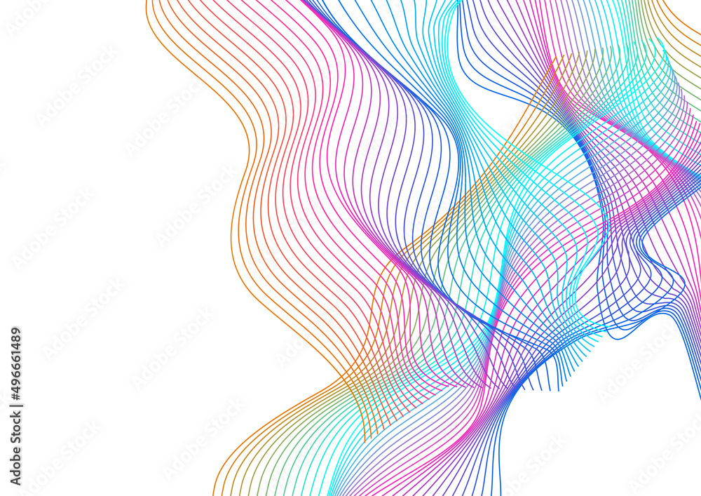 Bright Line Background White Vector. Synergy Banner. Rainbow Curve Knot ...