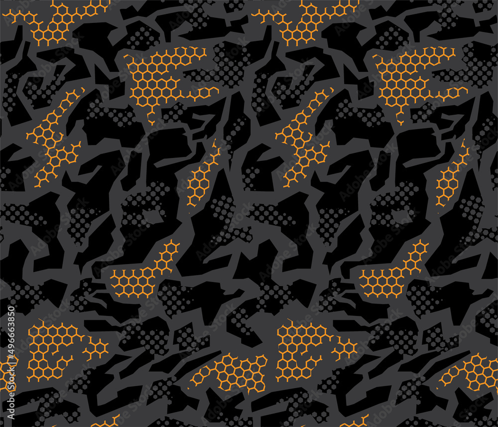 Geometric Camouflage hexagon abstract seamless pattern, Military ... Geometric Camouflage hexagon abstract seamless pattern, Military ...