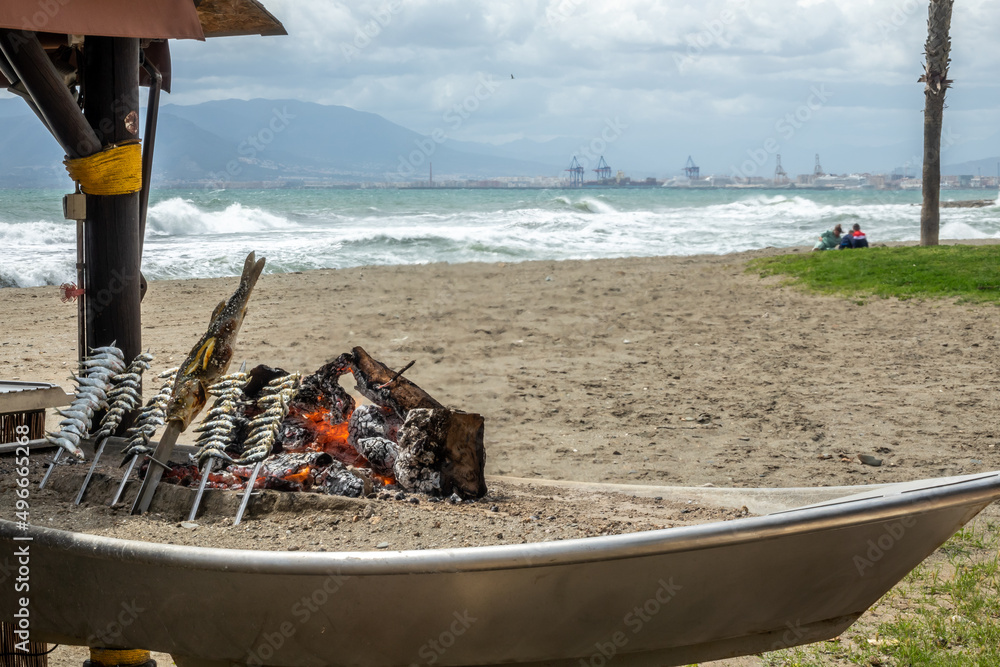 Typical food of the Andalusian coast: Sardines, octopus and fish ...
