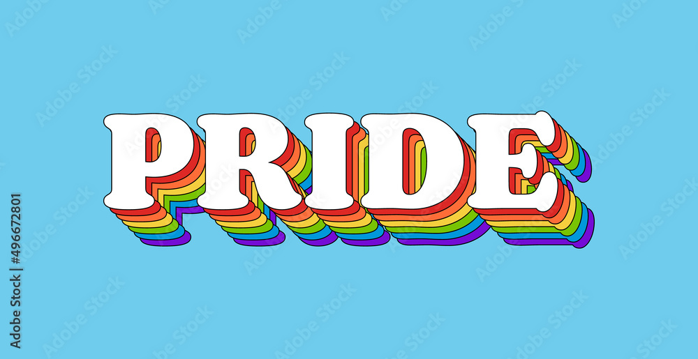 PRIDE Rainbow Lettering in Retro Style. Rainbow Pride Text Isolated on ...