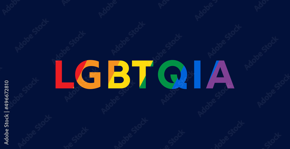 LGBTQIA Rainbow Text Banner. LGBTQIA Typography with Pride Flag Rainbow ...