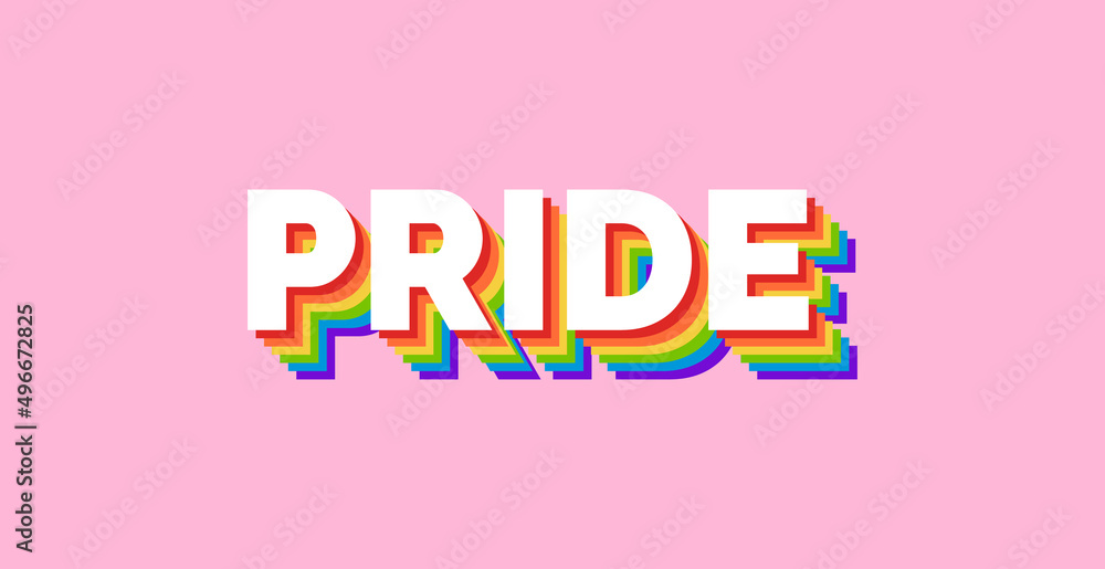 PRIDE Rainbow Text Banner for LGBTQ+ Pride Month. Pride Typography with ...