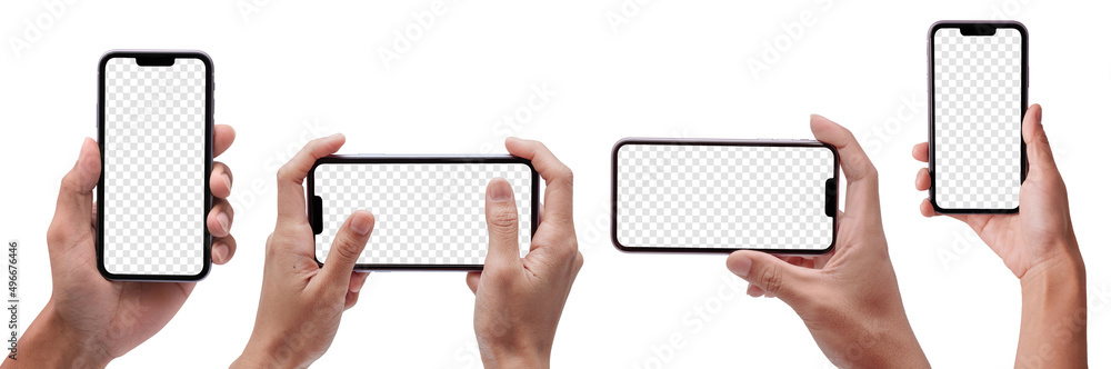 iphone on Hand , holding the smartphone with blank screen and modern ...