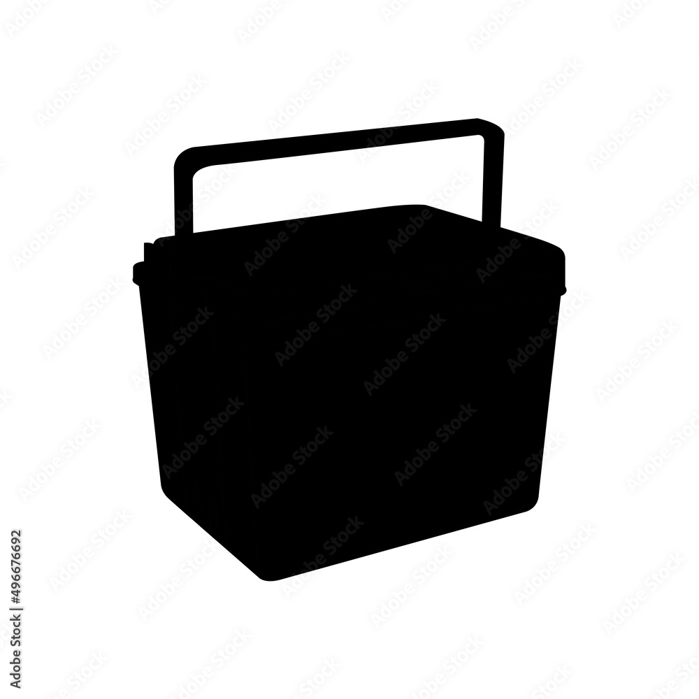 Cooler Box Silhouette. Black and White Icon Design Element on Isolated ...