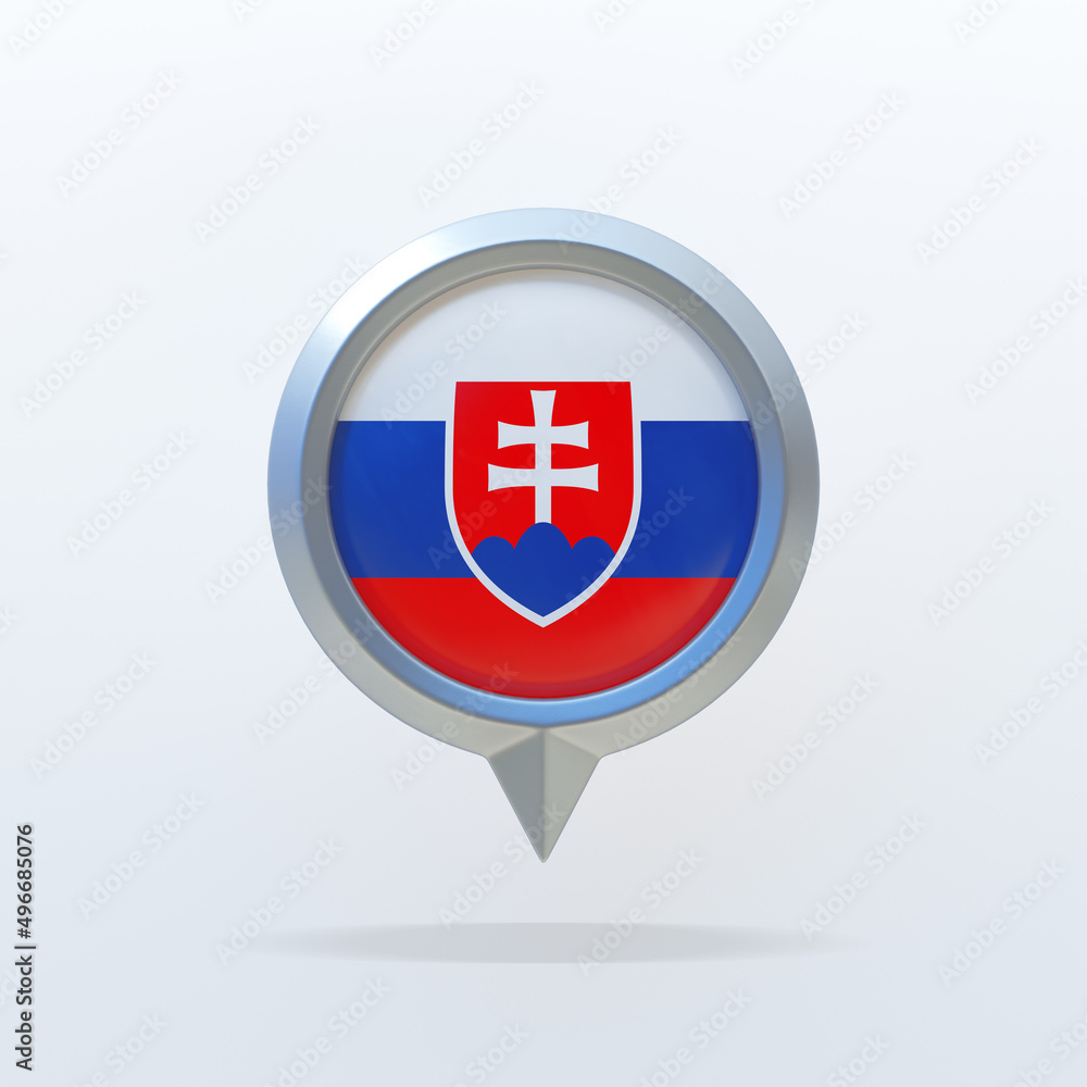 Metal icon of the national flag of the Slovakia with a location ...