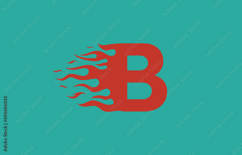 B speed fire with flames logo letter. Burning letter icon for your ...