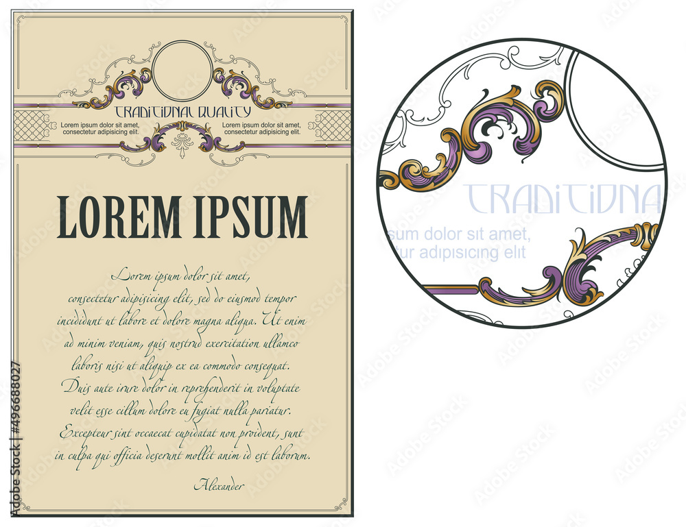 Luxury vector frame in ancient style for flyer, invitations or greeting ...