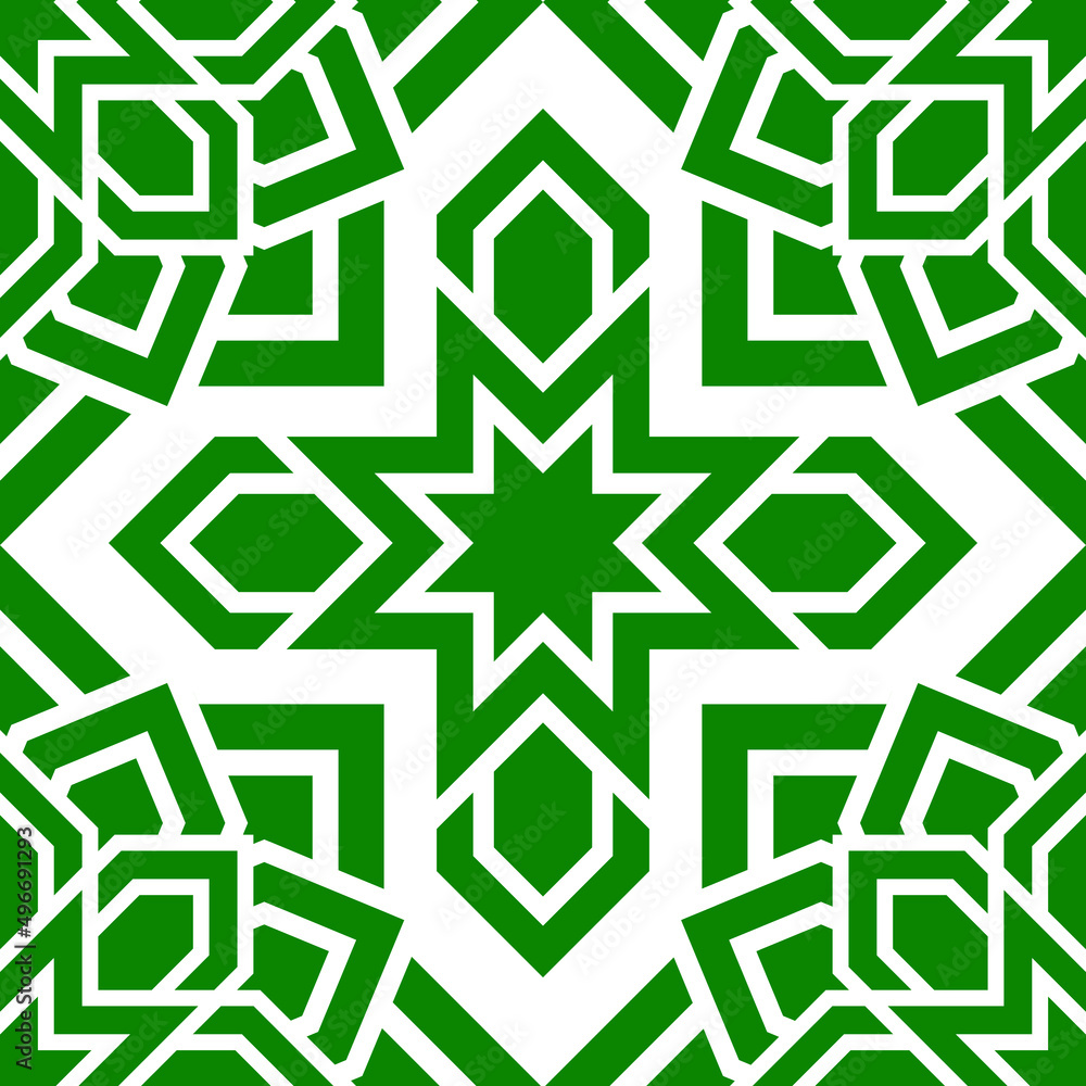 Arabic seamless pattern vector. Grean eastern repeated background ...