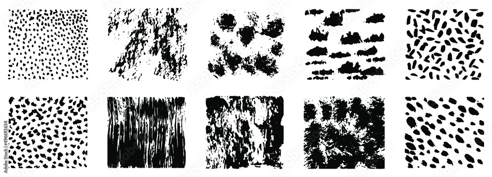 Textures consist of dots and large spots. Set of spotted black textures ...