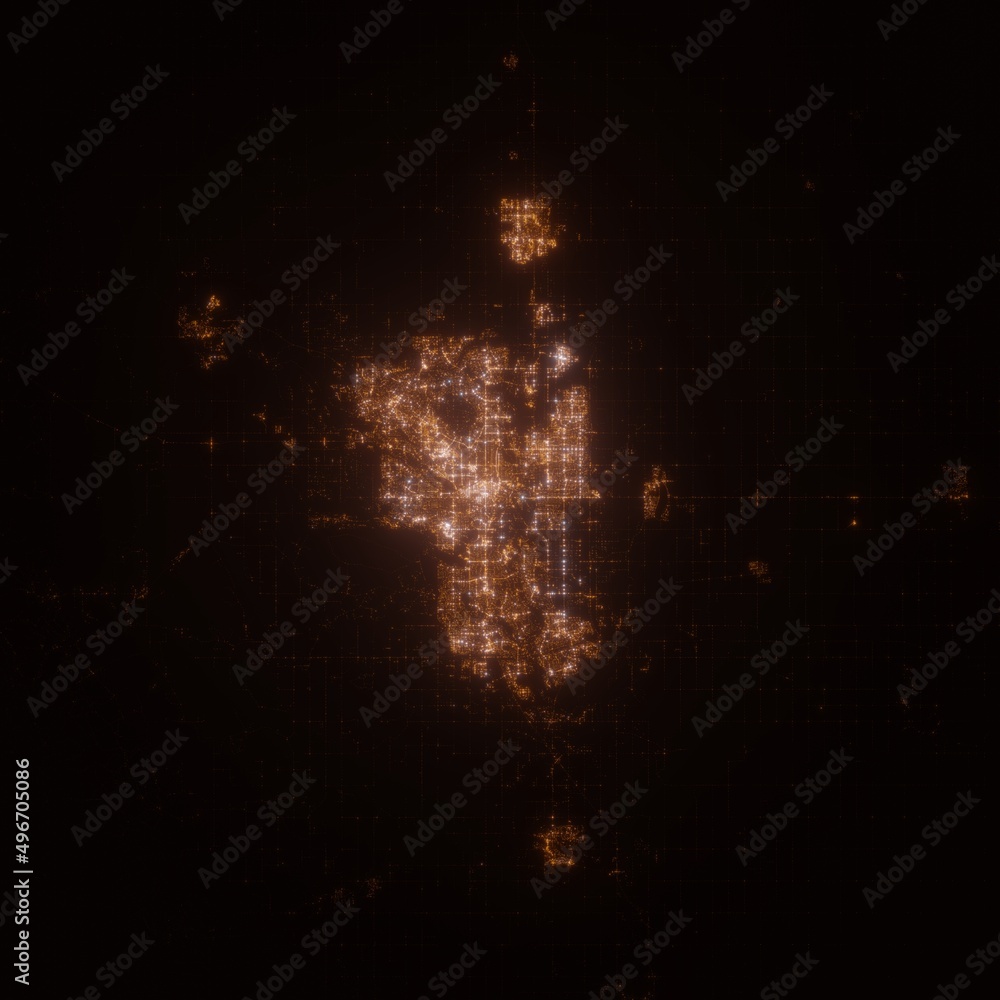 Calgary (Canada) street lights map. Satellite view on modern city at ...