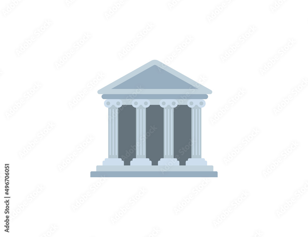 Classical Building vector flat emoticon. Isolated Classical Building ...