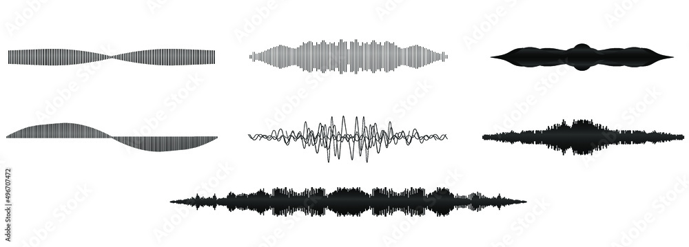Graphic of amplitude or audio range effect. Chart of sound wave isolated on white background ...