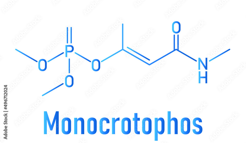 Monocrotophos organophosphate insecticide molecule. Also known to be ...