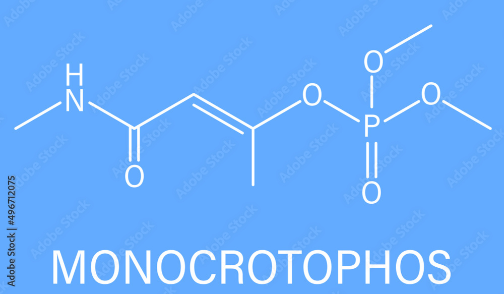 Monocrotophos organophosphate insecticide molecule. Also known to be ...