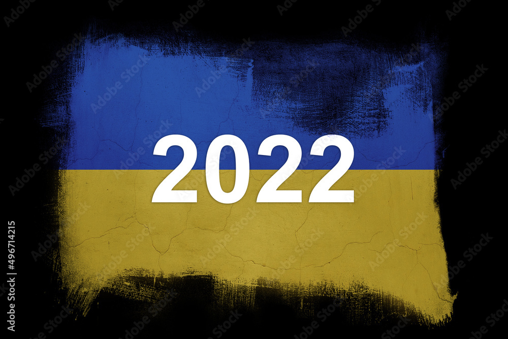 2022, the concept of supporting Ukraine. The hashtag on the background ...