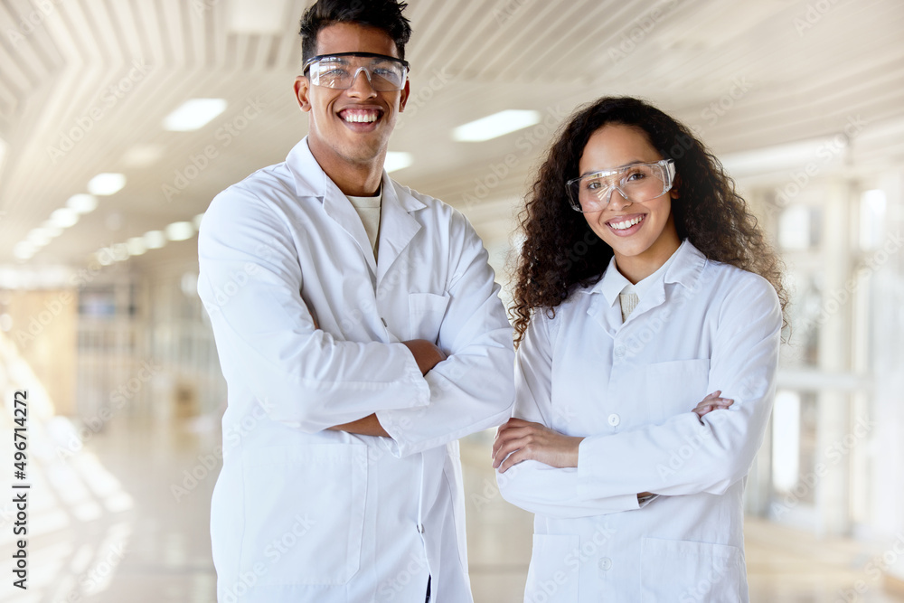 Scientists of the future. Cropped portrait of two young science ...