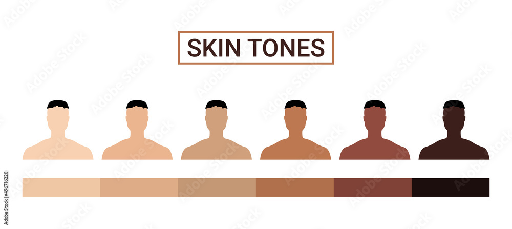 Skin tone color scale chart. Brown palette vector human skin ...