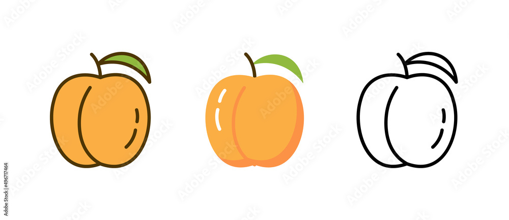 Peach logo line icon vector juicy symbol illustration design. Tropical ...