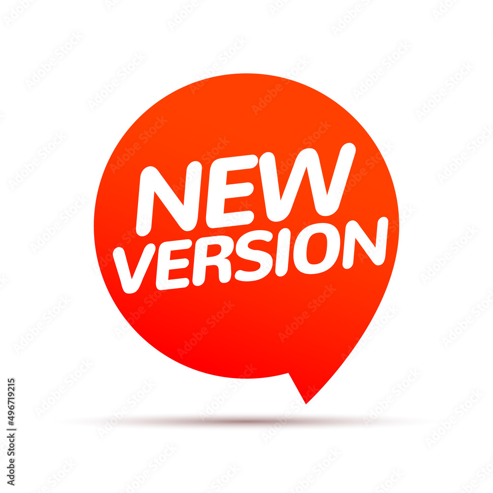 New improved edition version. New label banner icon, update vector red ...