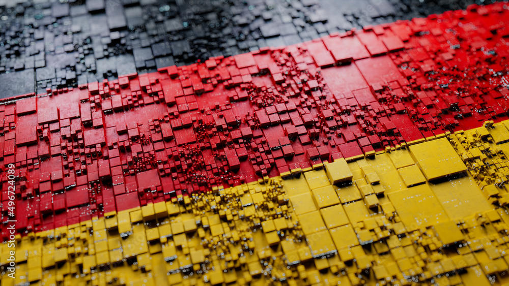 Flag of Germany rendered in a Futuristic 3D style. German Network ...