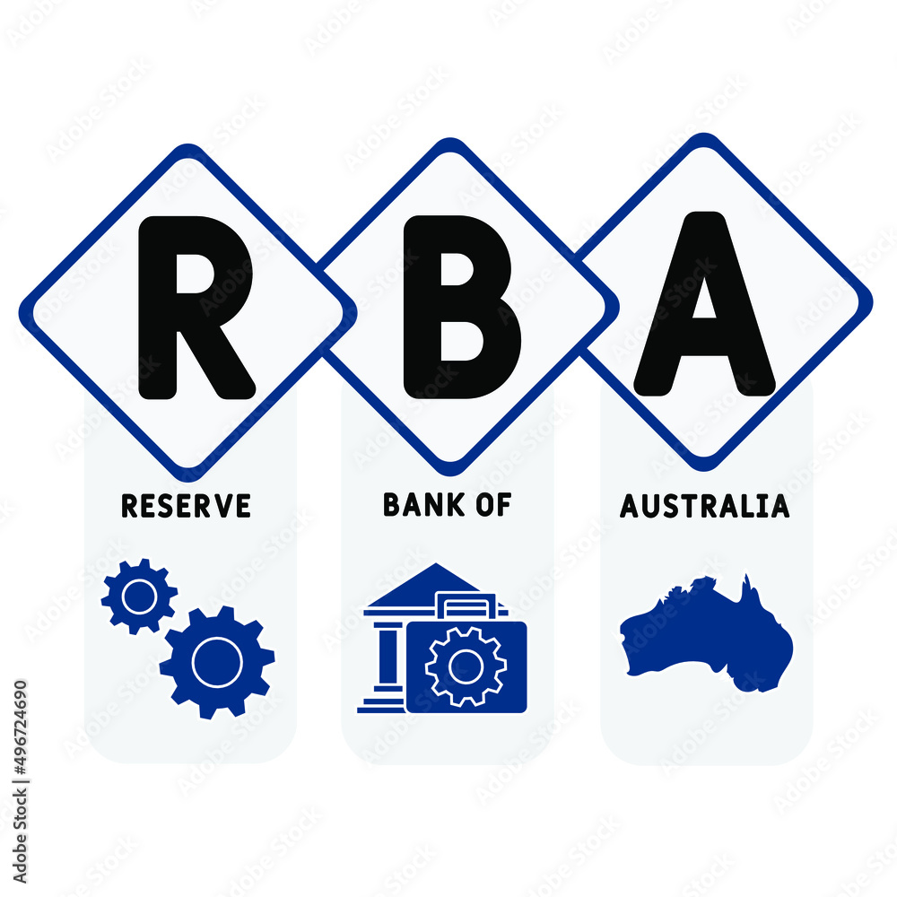 RBA - Reserve Bank of Australia acronym. business concept background ...