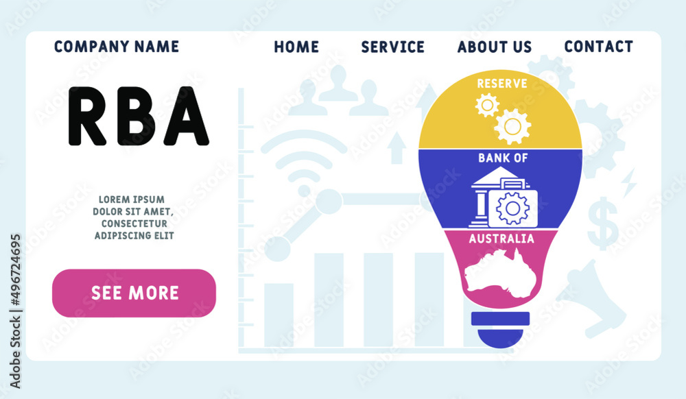 RBA - Reserve Bank of Australia acronym. business concept background ...