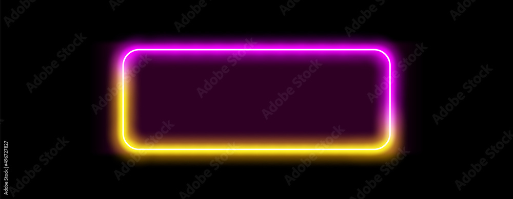 Neon light frame box line rectangle background. Led neon glow vector ...