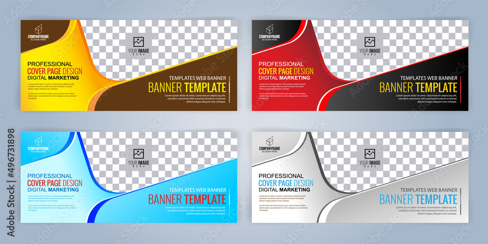 Set of 4 color Web banners templates, Standard sizes with space ...