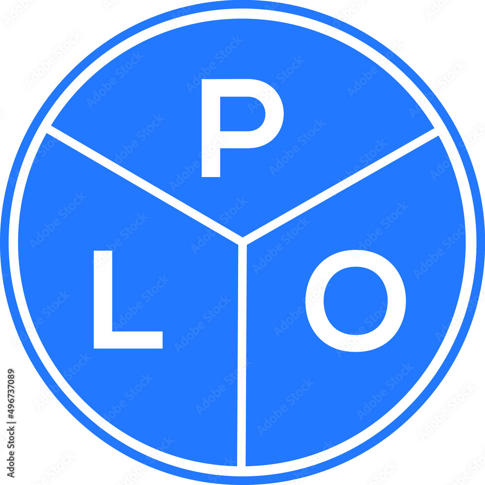 PLO letter logo design on white background. PLO creative circle letter ...