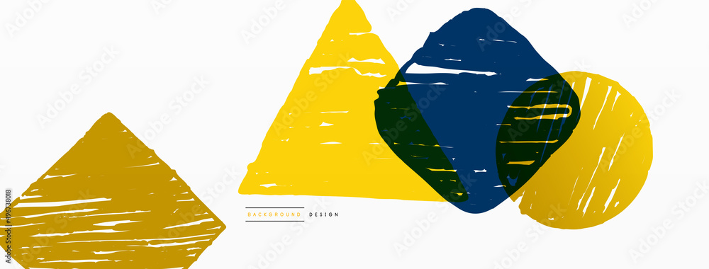 Abstract background. Hand drawn geometric shape - square, circle and ...