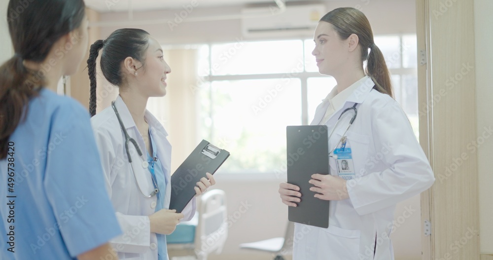 Professional medical team, greeting before meeting to find a conclusion ...