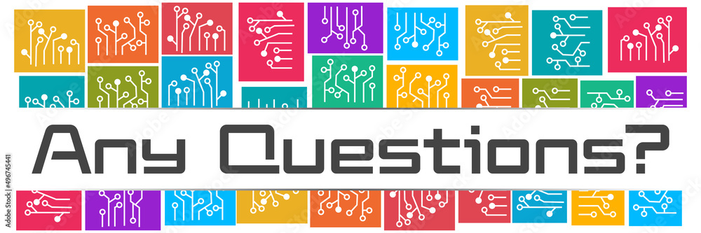 Any Questions Colorful Circuit Grid Badge Style Horizontal Stock ...