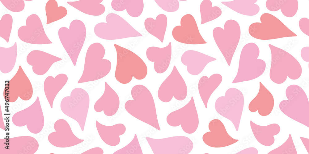 Heart pattern banner background, seamless repeat of vector love hearts ...