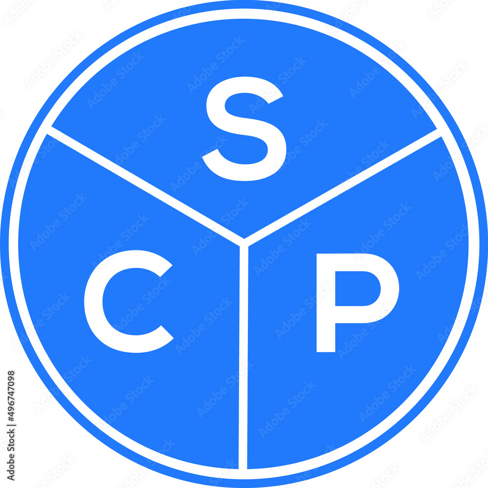 SCP letter logo design on white background. SCP creative circle letter ...