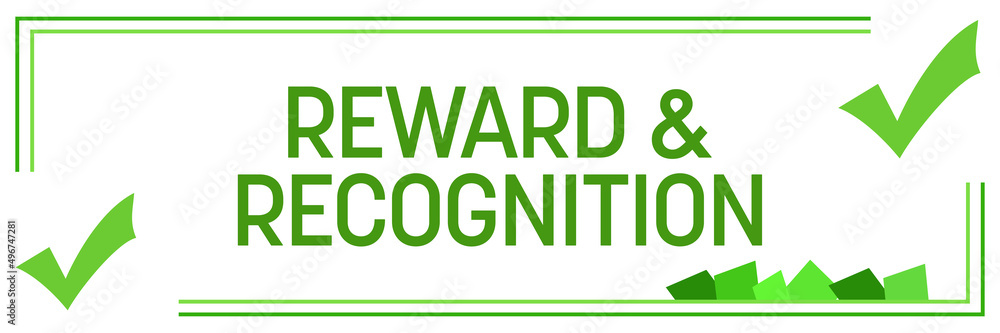 Reward And Recognition Green Borders Tick Marks Corner Horizontal Stock ...