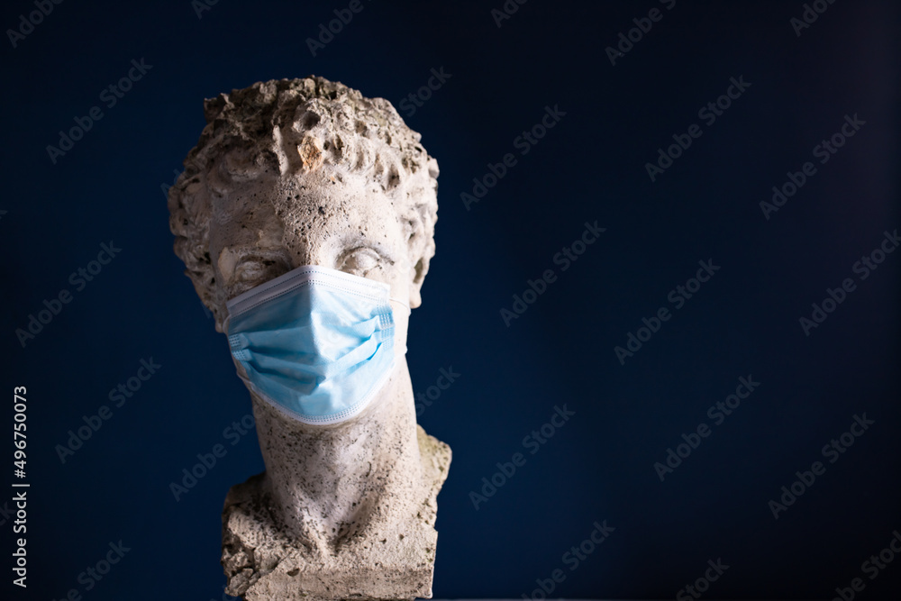 Ancient statue in medical mask Stock Photo | Adobe Stock