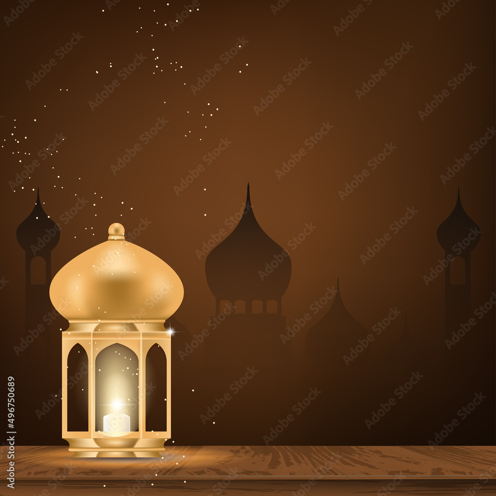 islamic background with golden lamp lantern. Stock Vector | Adobe Stock