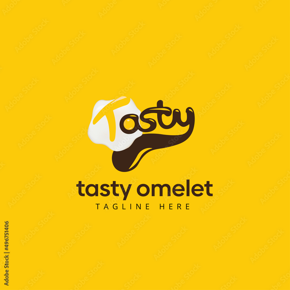 Tasty omelet logo design vector illustration. Fried egg logo design ...