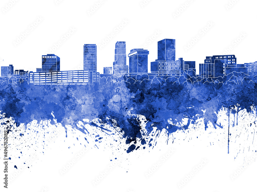 Akron skyline in watercolor background Stock Illustration | Adobe Stock