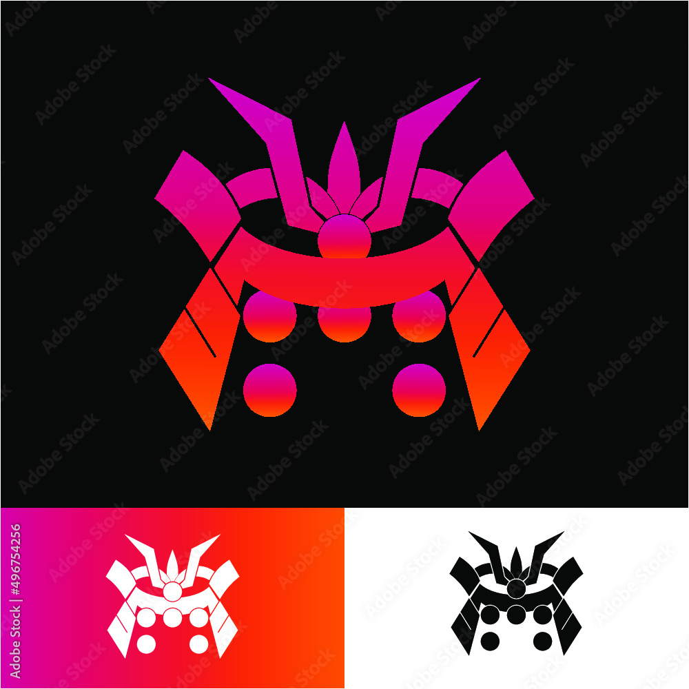 Samurai inspired logo design vector with color gradations that can be ...