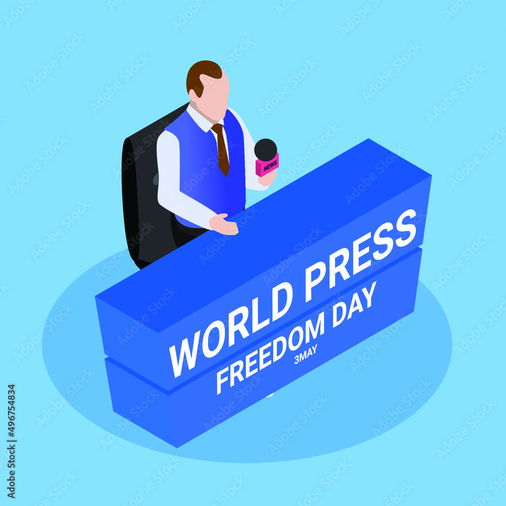 World press freedom day - News reporter isometric 3d vector ...
