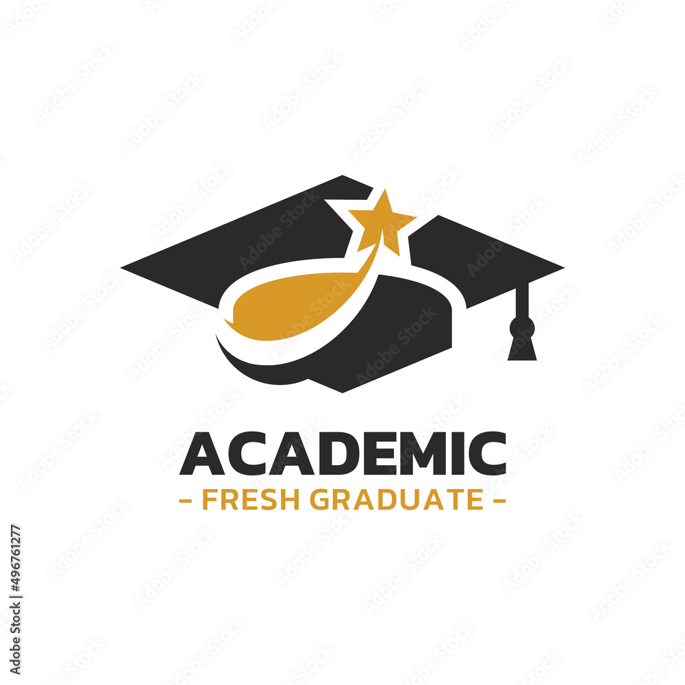 Graduate hat and star logo vector. Success student logo template design ...
