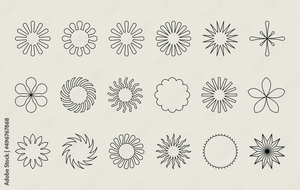 Vector set of design elements and illustrations in simple flat linear ...