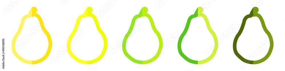 Pears vector set. Set of stylish pear logos in flat style. Unripe and ...