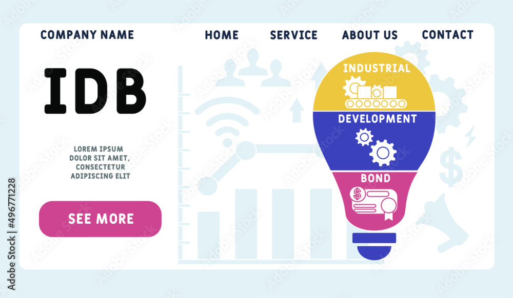 IDB - Industrial Development Bond acronym. business concept background ...