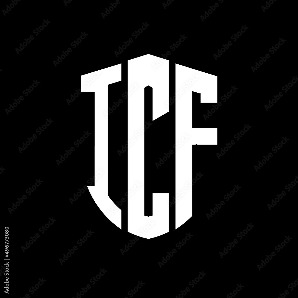ICF letter logo design. ICF modern letter logo with black background. ICF creative letter logo ...