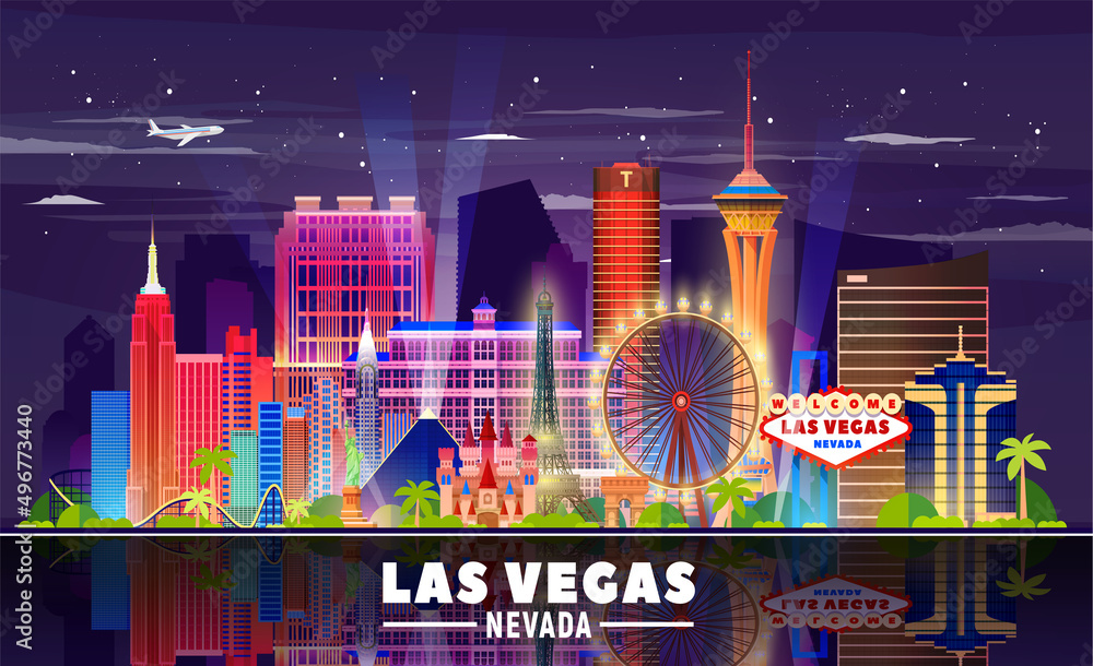 Las Vegas skyline with panorama in white background. Vector ...