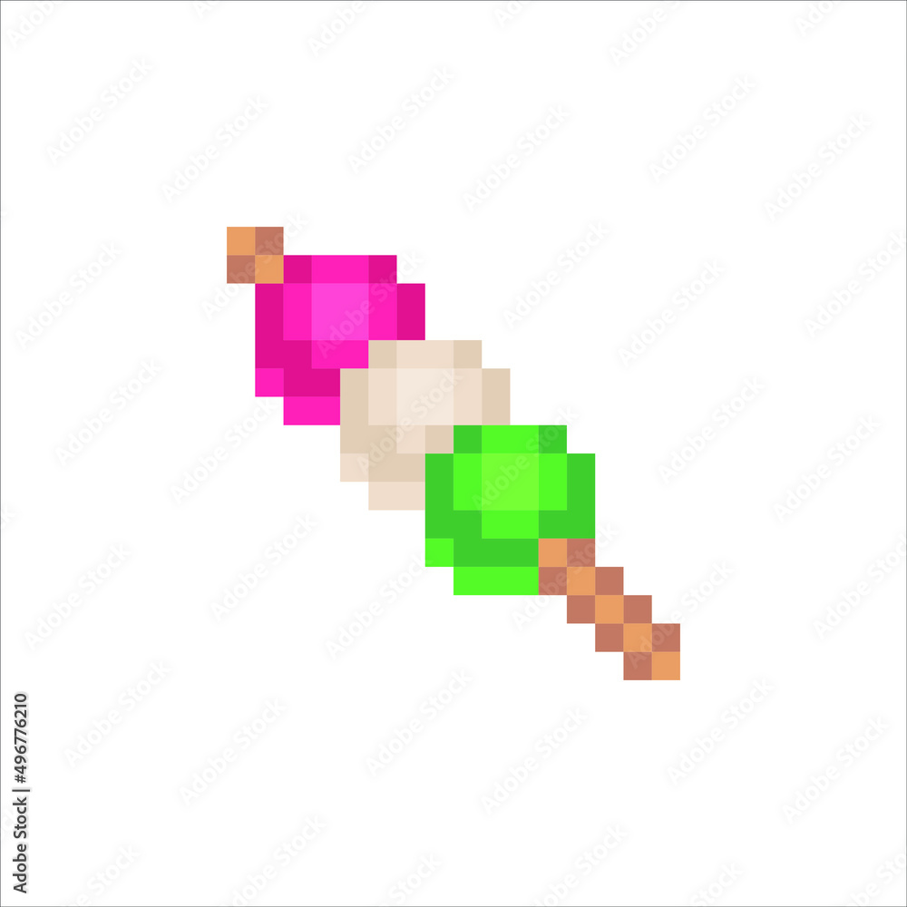 Dango pixel art icon. Japanese dumplings or sticky rice buns. Isolated ...
